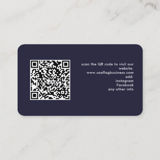 Patriotic Custom Logo QR Code American Flag Business Card | Zazzle