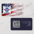Patriotic Custom Logo QR Code American Flag Business Card | Zazzle