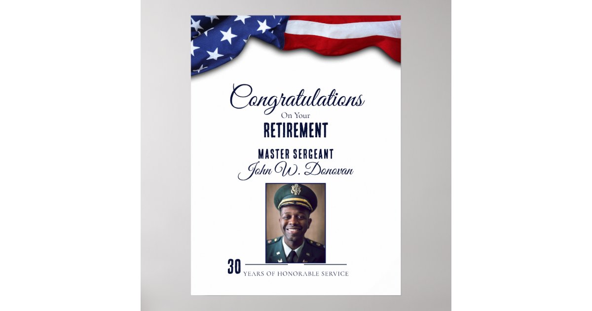 Patriotic Custom Military Retirement Poster | Zazzle