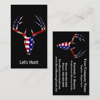 Patriotic Deer Hunting skull Business Card | Zazzle
