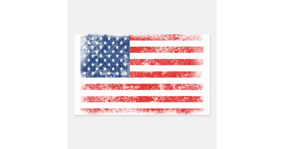 Patriotic Distressed American Flag Rectangular Sticker | Zazzle