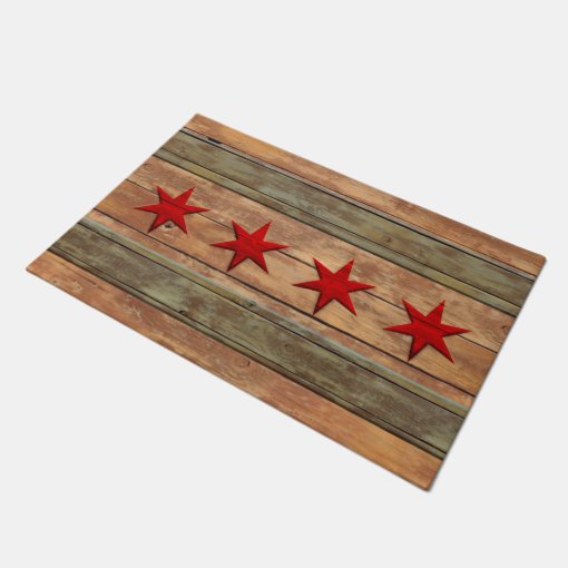 Patriotic Distressed Chicago Flag Doormat | Zazzle