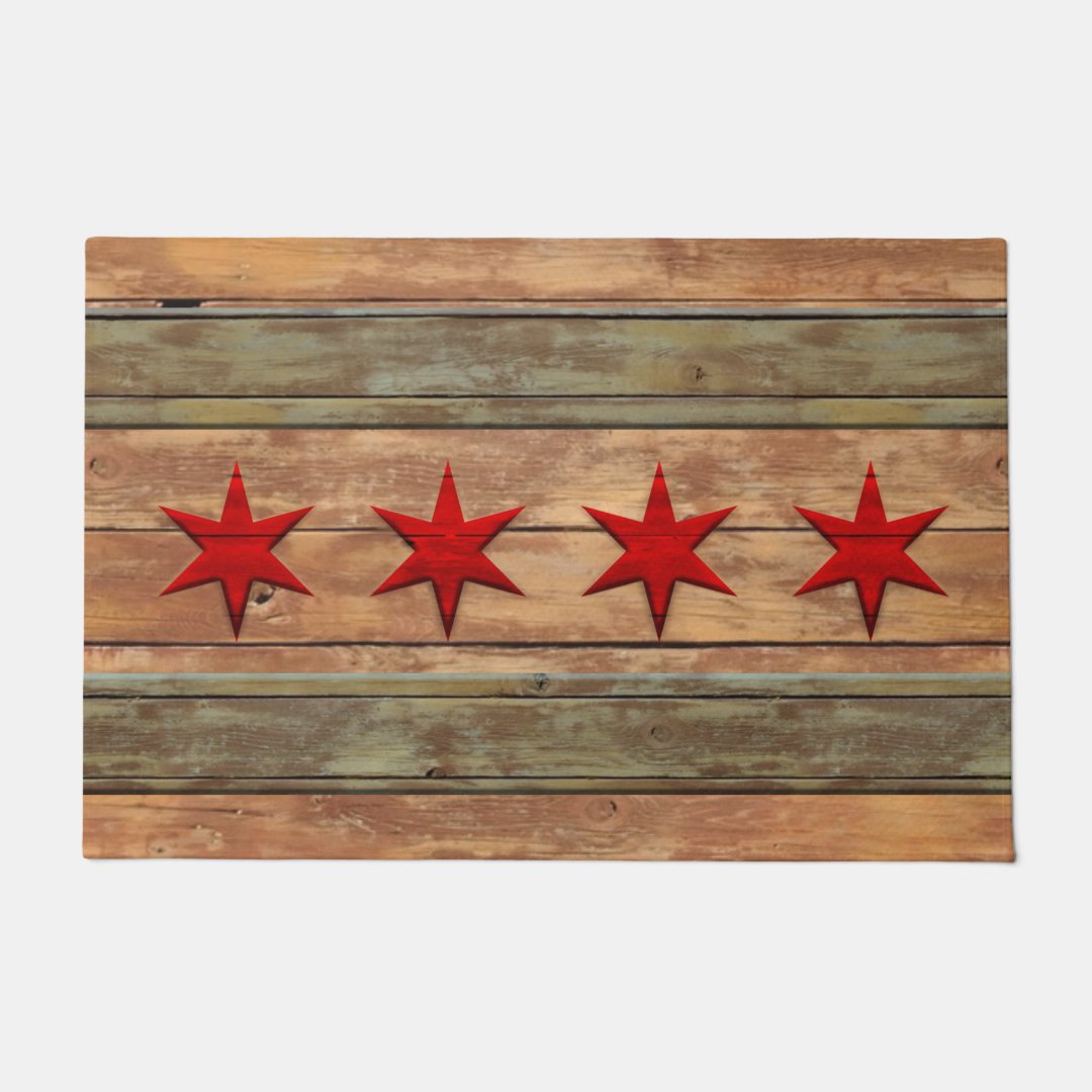 Patriotic Distressed Chicago Flag Doormat | Zazzle