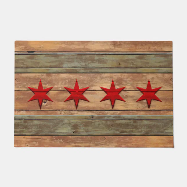 Patriotic Distressed Chicago Flag Doormat | Zazzle