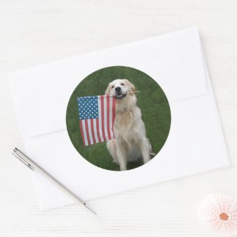 Patriotic Dog Classic Round Sticker | Zazzle