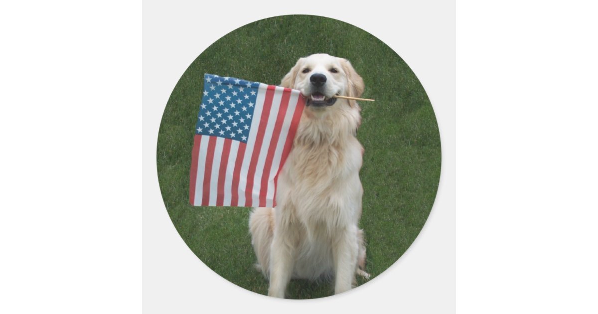 Patriotic Dog Classic Round Sticker | Zazzle
