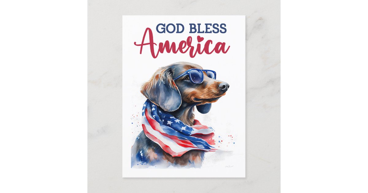 Patriotic Dog-Dachshund Postcard | Zazzle