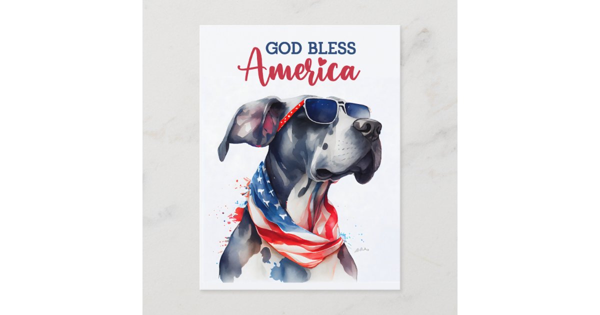 Patriotic Dog-Great Dane Postcard | Zazzle