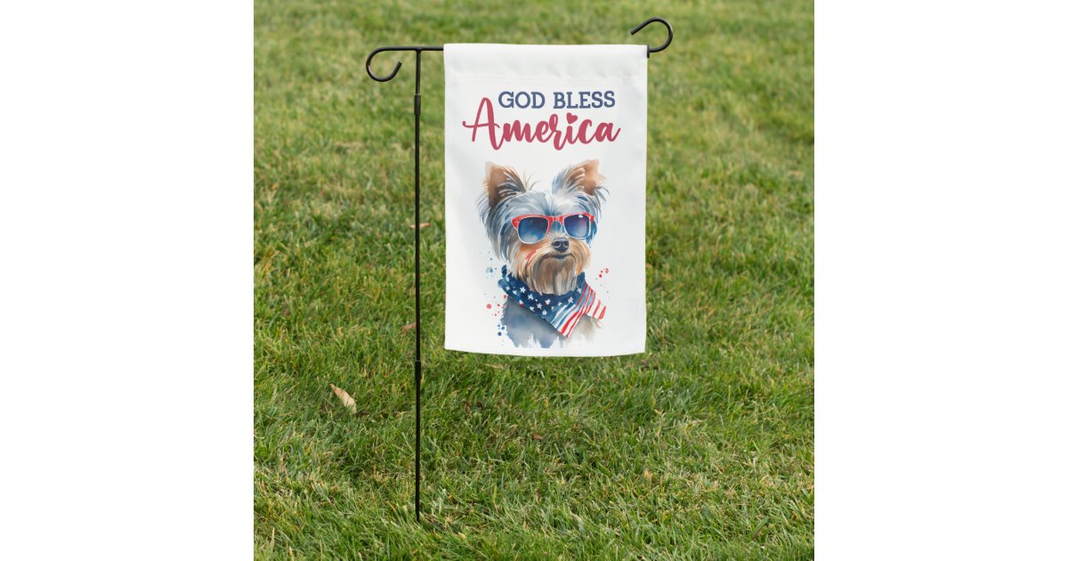 Patriotic Dog-Yorkie Garden Flag | Zazzle