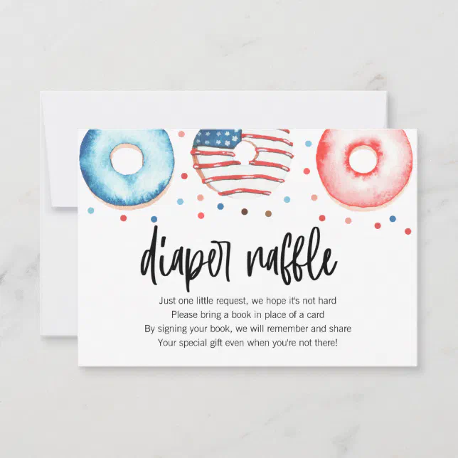 Patriotic Donut Baby Sprinkle Diaper Raffle Card | Zazzle