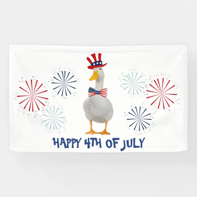 Patriotic Duck Happy 4th of July Banner | Zazzle