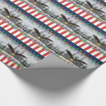 Patriotic Eagle Christmas Lights Wrapping Paper | Zazzle
