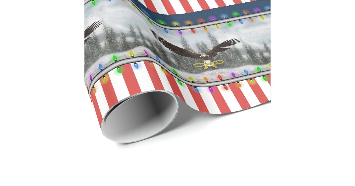 Patriotic Eagle Christmas Lights Wrapping Paper | Zazzle