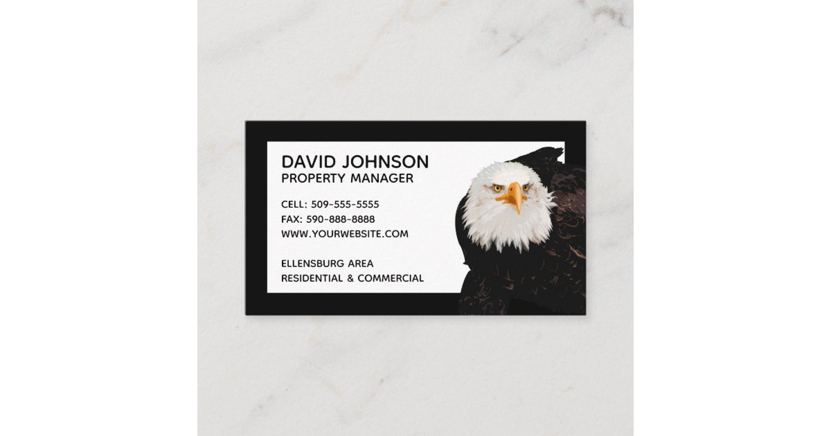 Patriotic Eagle Property Manager Bold Black Border Business Card | Zazzle