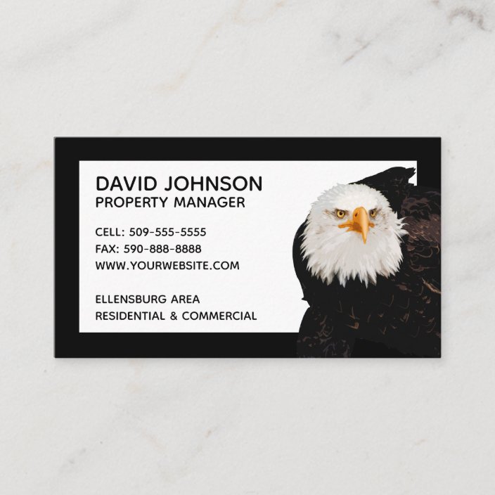 Patriotic Eagle Property Manager Bold Black Border Business Card ...
