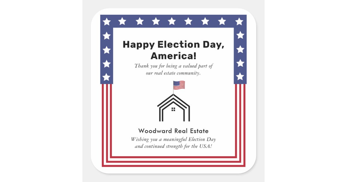 Patriotic Election Day Realtor Thank You Community Square Sticker | Zazzle