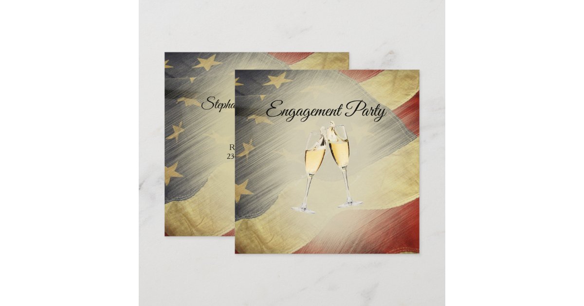 Patriotic Elegant American Flag Engagement Party Invitation | Zazzle