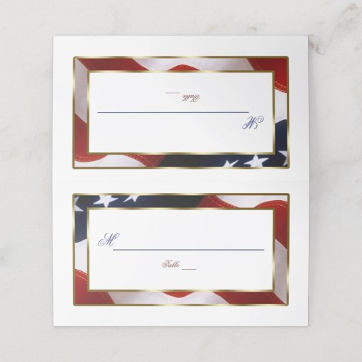 Patriotic, Elegant USA Flag Gold Table Number Place Card | Zazzle