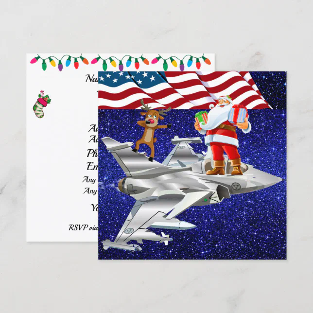 Patriotic / Fighter Plane Christmas Invitation | Zazzle