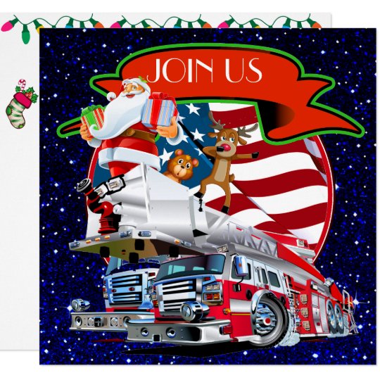 Patriotic / Fire Department Christmas Invitation | Zazzle.com
