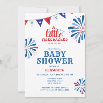 Patriotic Firecracker July Baby Shower Invitation | Zazzle
