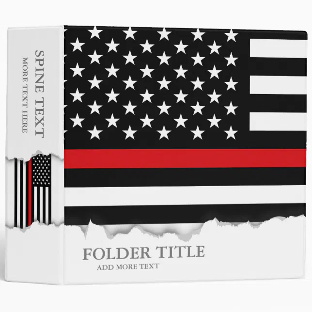 Patriotic Firefighter Style American Flag 3 Ring Binder | Zazzle