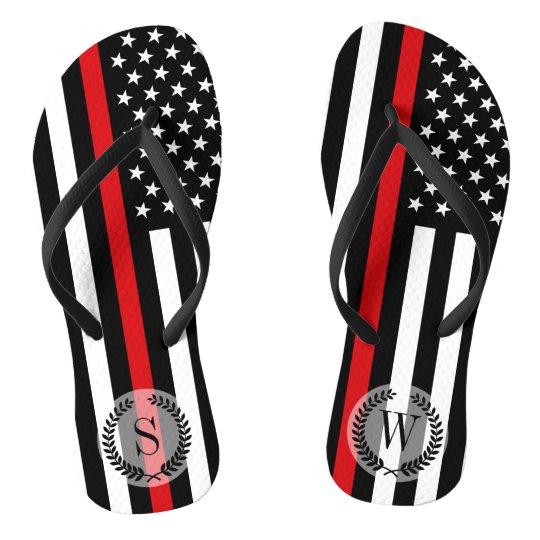 Patriotic Firefighter Style American Flag Flip Flops | Zazzle.com