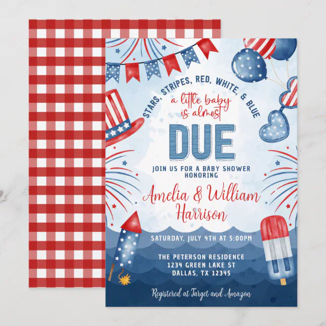 Patriotic Firework 4th Of July Baby Shower Invitation Zazzle