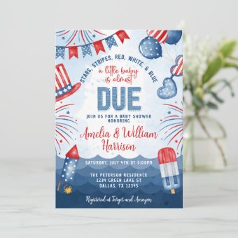 Patriotic Firework 4th of July Baby Shower Invitation | Zazzle