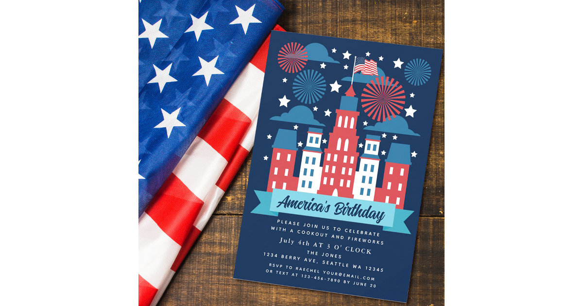 Patriotic Fireworks 4th of July Cookout Invitation | Zazzle