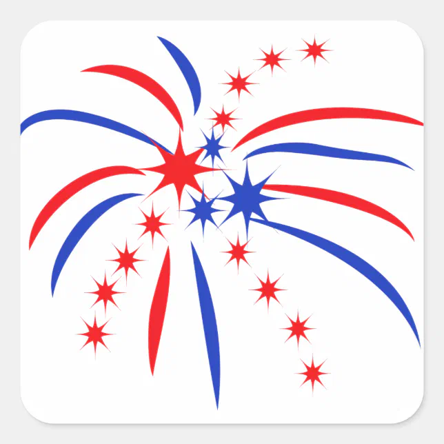 Patriotic Fireworks Square Sticker | Zazzle