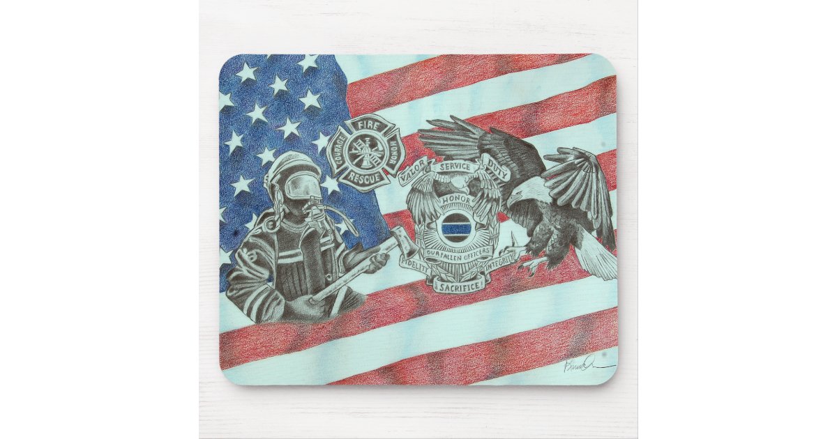 Patriotic First Responder Mouse Pad | Zazzle