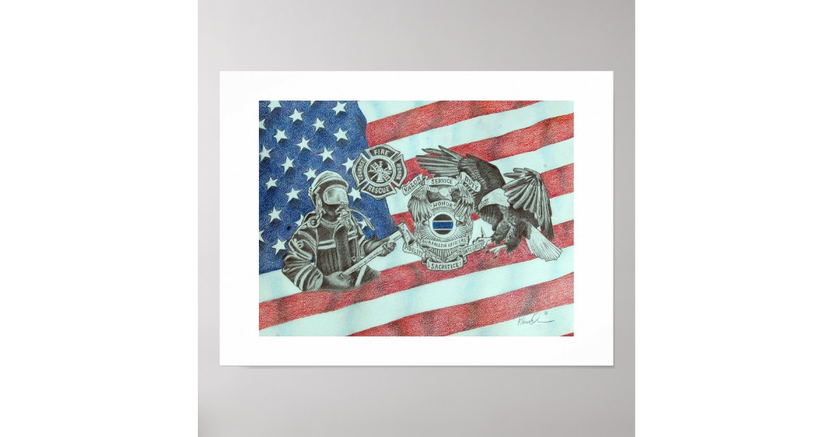 Patriotic First Responder Poster | Zazzle