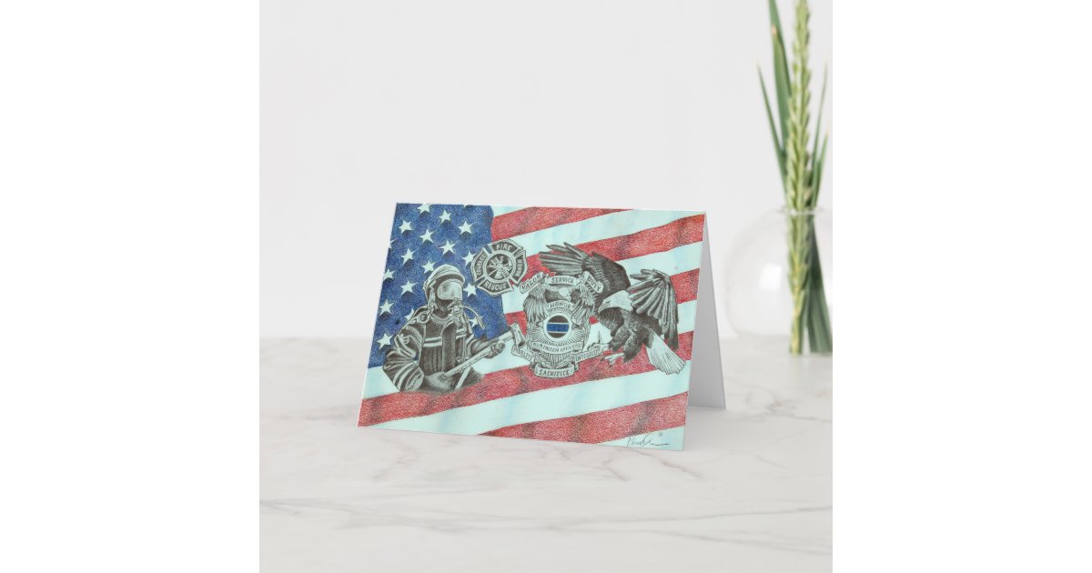 Patriotic First Responder Thank You Card | Zazzle