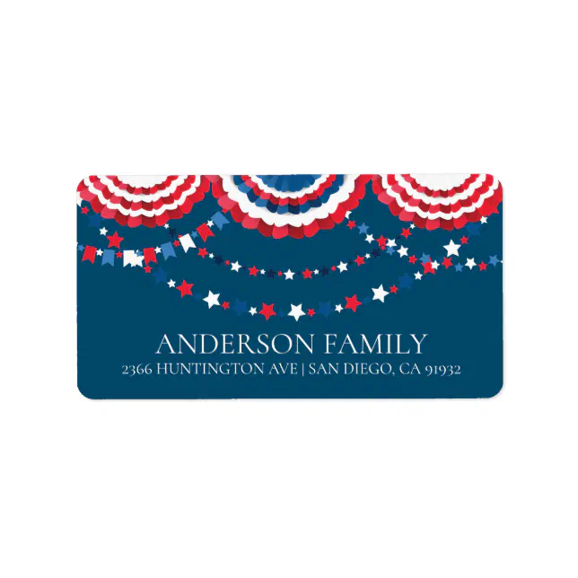 Patriotic Flag Bunting Return Address Label | Zazzle