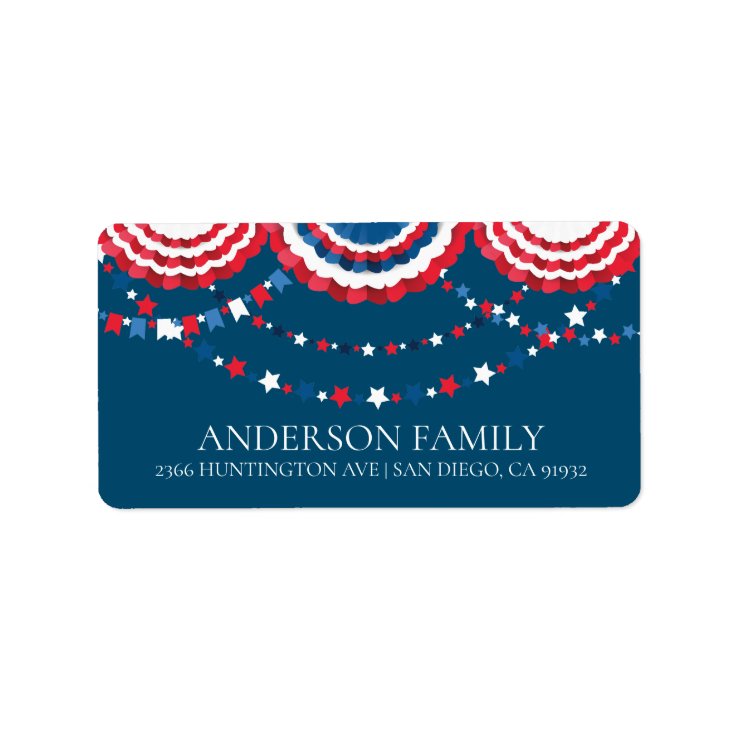 Patriotic Flag Bunting Return Address Label | Zazzle