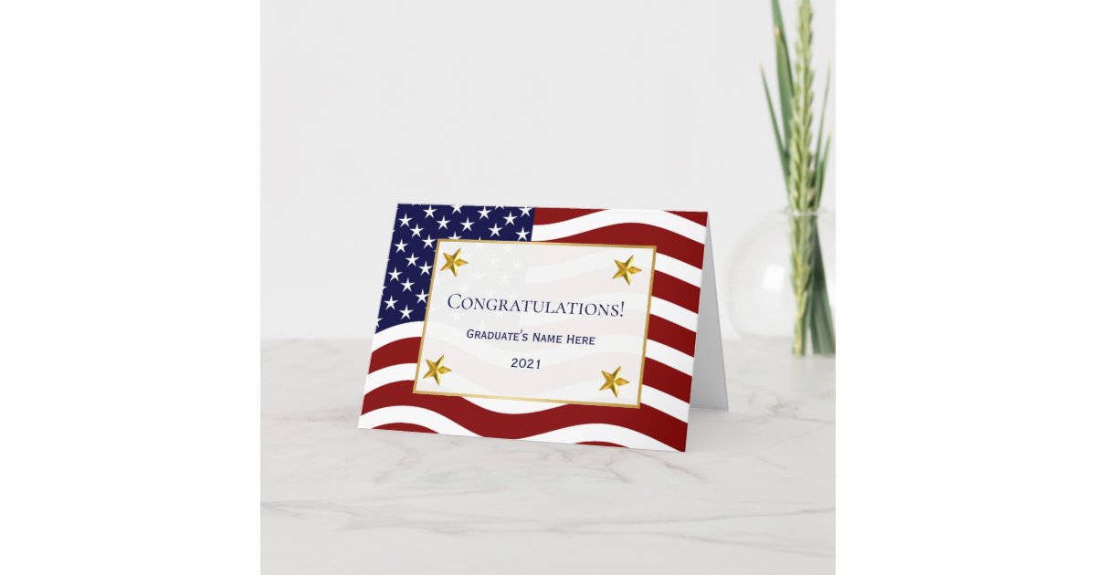 Patriotic Flag Congratulations Graduation Card | Zazzle