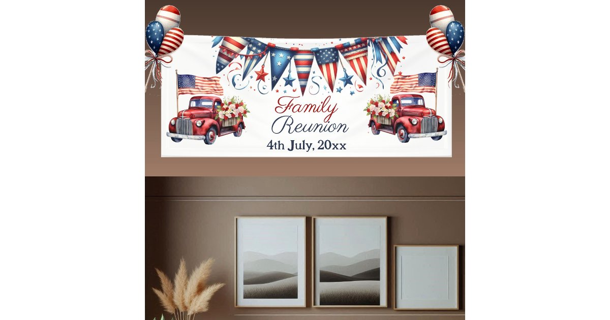 Patriotic Flag Family Reunion 4th July Bunting Banner | Zazzle