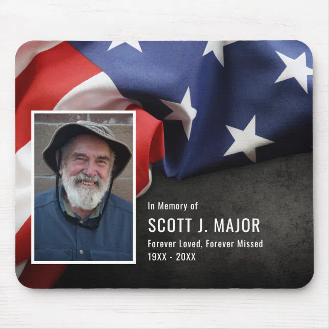 Patriotic Flag In Loving Memory Sympathy Photo Mouse Pad | Zazzle