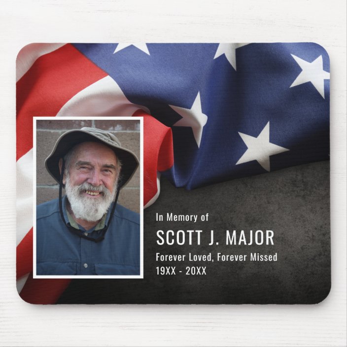 Patriotic Flag In Loving Memory Sympathy Photo Mouse Pad | Zazzle.com