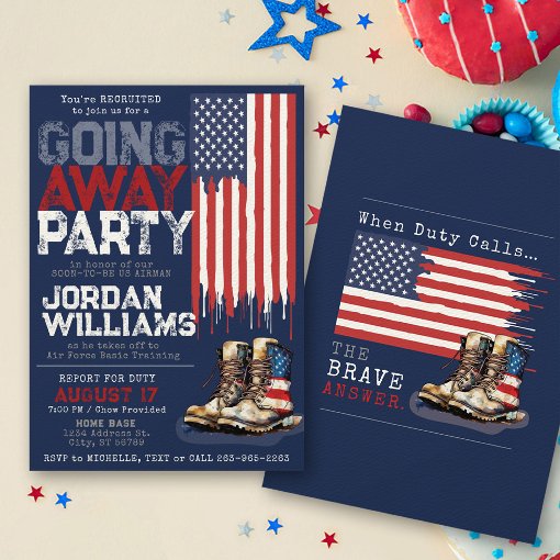 Patriotic Flag Military Going Away Farewell Party Invitation | Zazzle