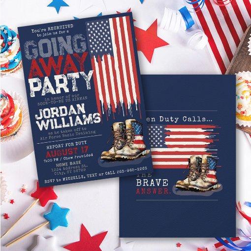 Patriotic Flag Military Going Away Farewell Party Invitation | Zazzle