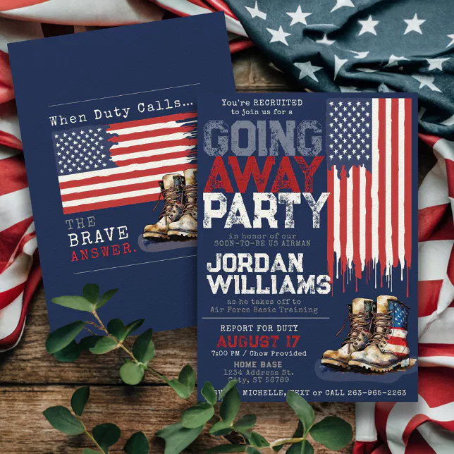 Patriotic Flag Military Going Away Farewell Party Invitation | Zazzle
