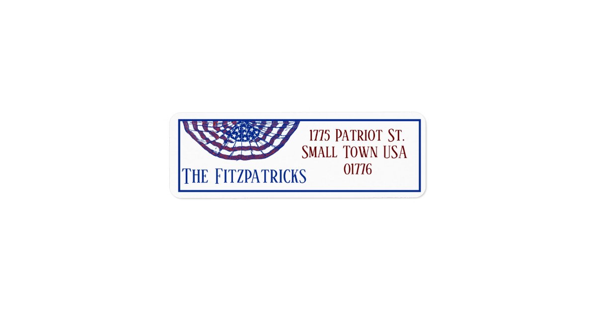 Patriotic Flag Rosette Red White and Blue Address Label | Zazzle