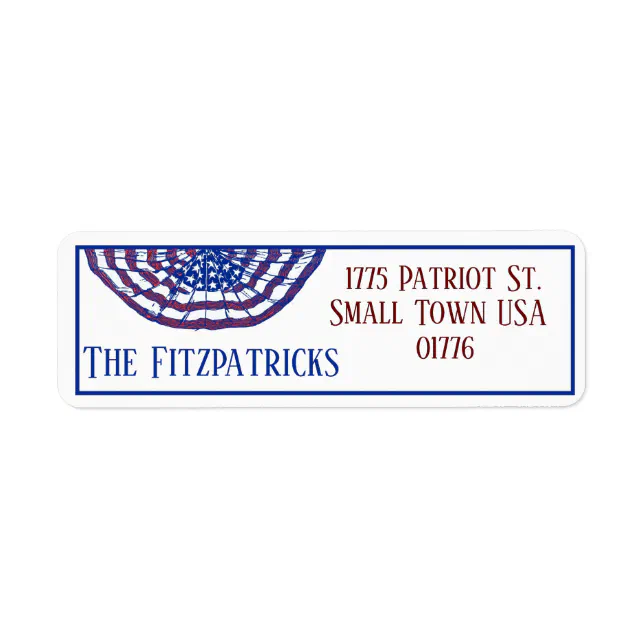 Patriotic Flag Rosette Red White and Blue Address Label | Zazzle