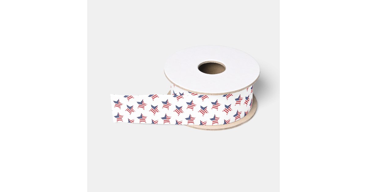 Patriotic Flag Stars Grosgrain Ribbon | Zazzle