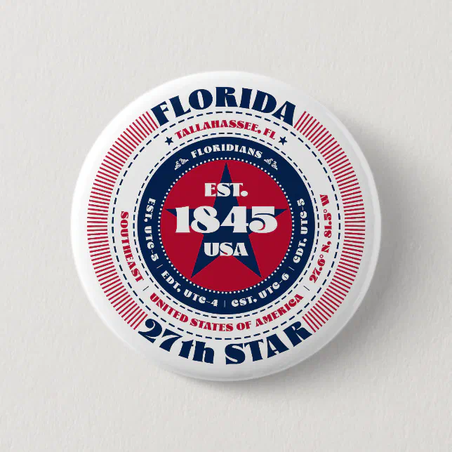 Patriotic Florida Circle with State Details Button | Zazzle