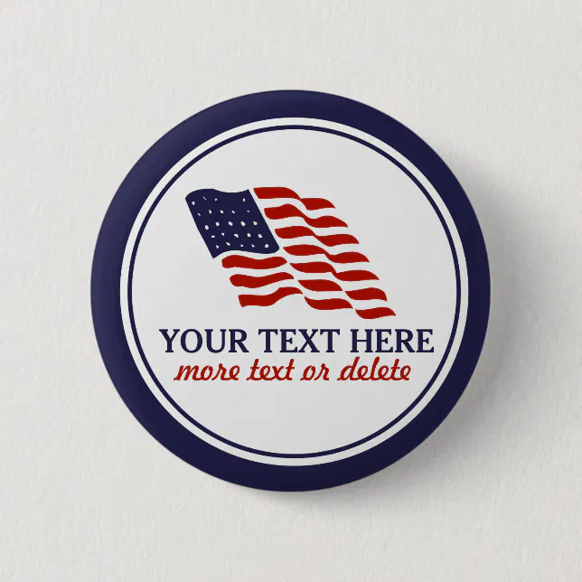 Patriotic Fourth of July American USA Flag Custom Pinback Button | Zazzle