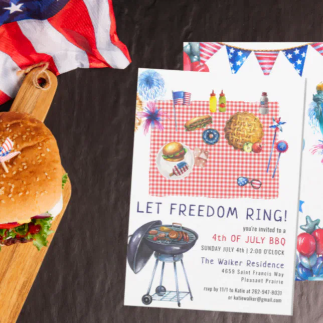 Patriotic Fourth of July BBQ Party Invitation | Zazzle