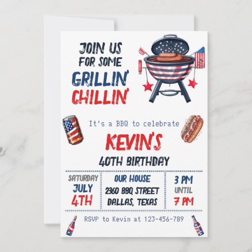 Patriotic Fourth of July BBQ Party Invitation | Zazzle